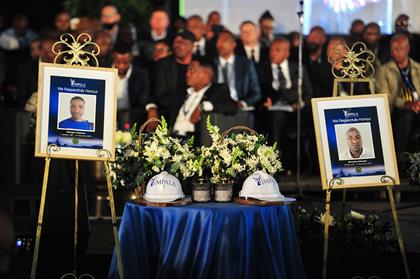 Thousands pack stadium to honour 13 mine workers who died in Impala ...