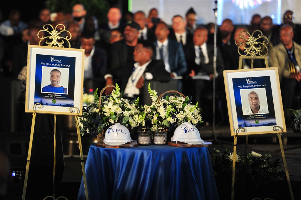 Thousands pack stadium to honour 13 mine workers who died in Impala ...