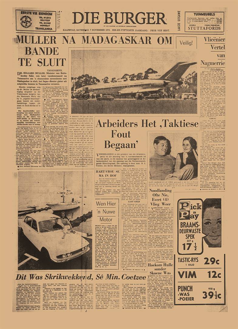 50 Jaar gelede in Die Burger | 7 November 1970 | Netwerk24