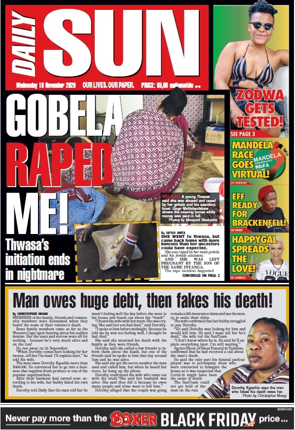 TODAY'S FRONT PAGE! | Daily Sun