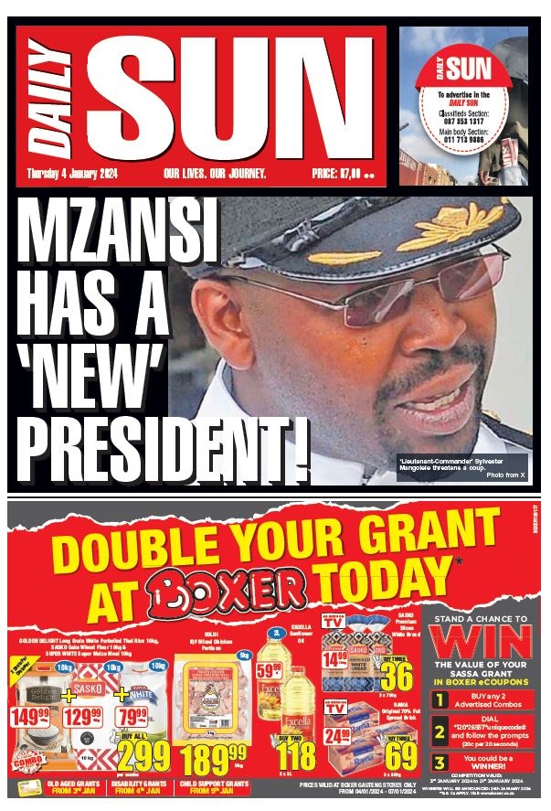 Today's front page | Daily Sun