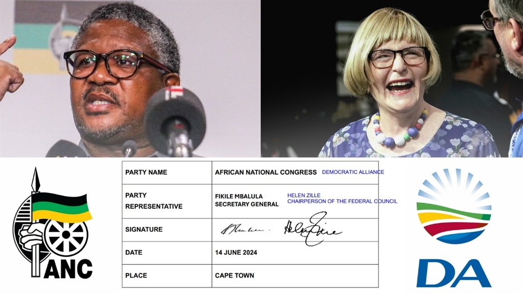We have a deal: ANC, DA sign agreement to form national government | News24