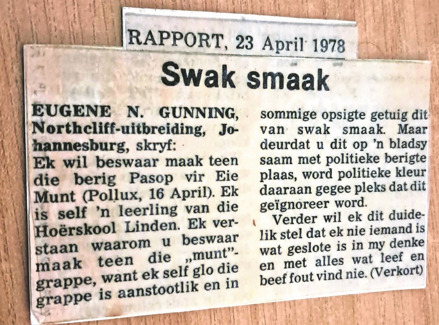 BRIEF | Koerant was rapport van samelewing | Netwerk24