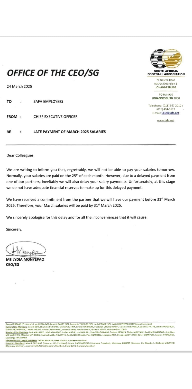 Broke Safa doesn’t have money to pay salaries on time | News24