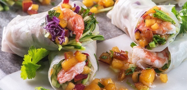 Prawn and Nectarine filled Vietnamese Spring Rolls | Son