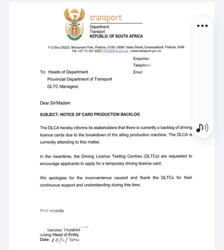 OPINION | SA's driving licence card machine has crashed - Major ...