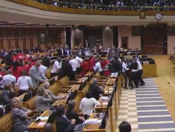 Watch – Violence erupts in Parliament as EFF MPs get carried away | News24