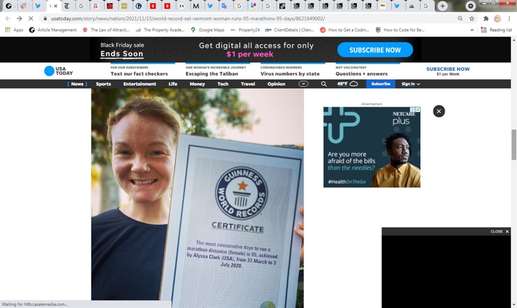 Alyssa Clark (28) van die VSA "was bloot lus om te hardloop", waarna sy ...