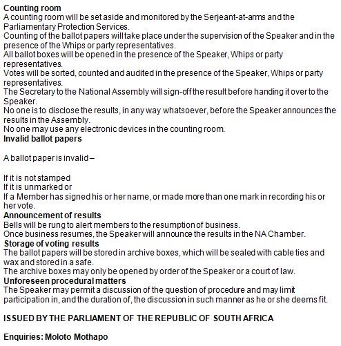 No confidence vote: Here’s how today’s secret ballot will go down | News24