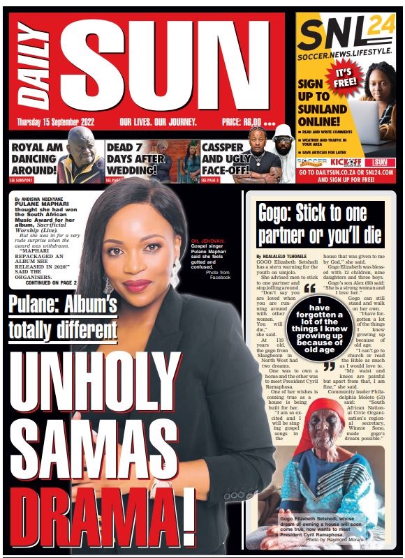 Today's front page! | Daily Sun