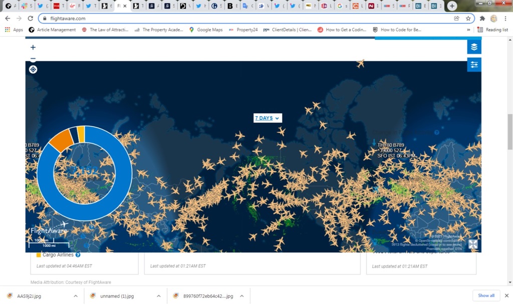 Die flightaware.com-webwerf, wat vlugte naspoor, sê meer as 6000 vlugte ...
