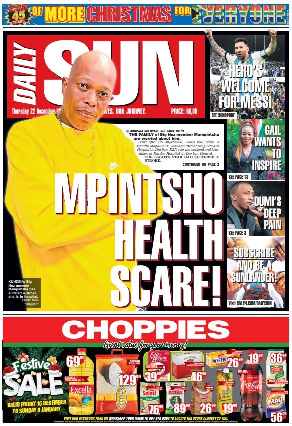 Today's front page! | Daily Sun