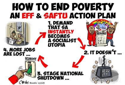 CARTOON BY CARLOS | Ending poverty the EFF and Saftu way | News24
