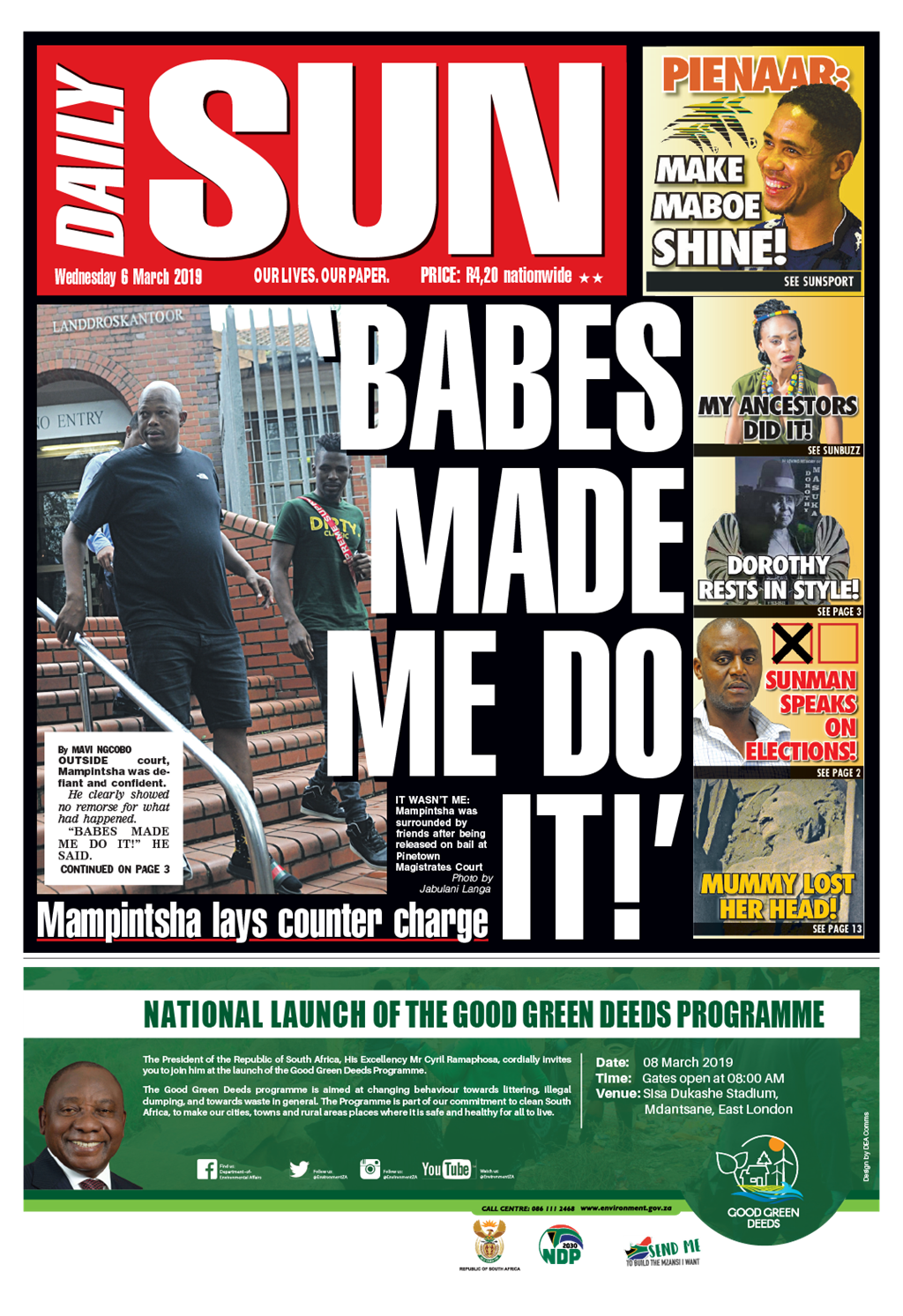 TODAY S FRONT PAGE Daily Sun