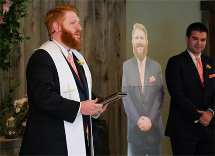 Pastor creates life-size cut-out to perform dual role at brother's ...